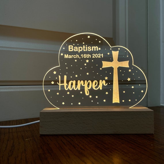 Custom Baptism Gift for Kid Baby Night Light Christening - Etsy