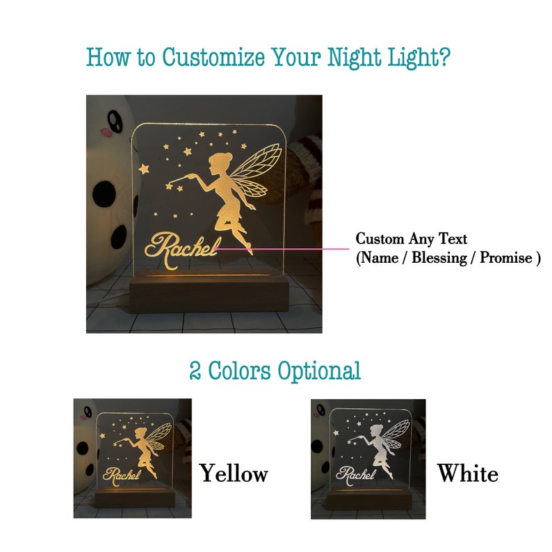 Fairy Night Light - Personalized Name Night Light - Bedroom Decor ...
