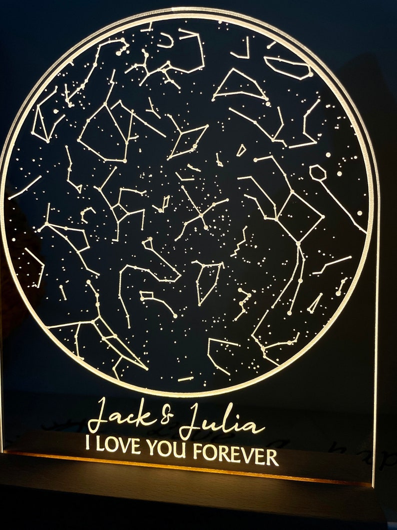 Star Map on Night Light, Personalized Constellation Map, Night Sky ...