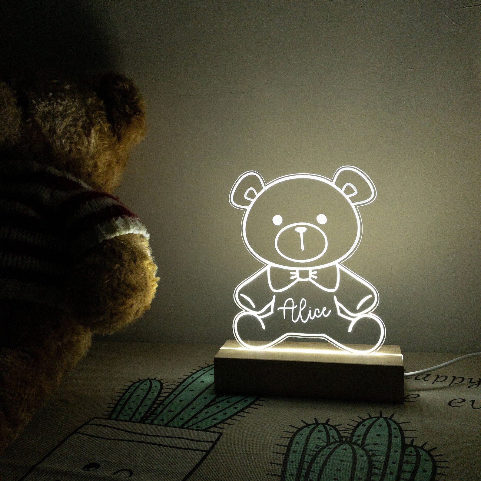 Teddy Bear 3D Night Light Personalized Night Light Kid - Etsy