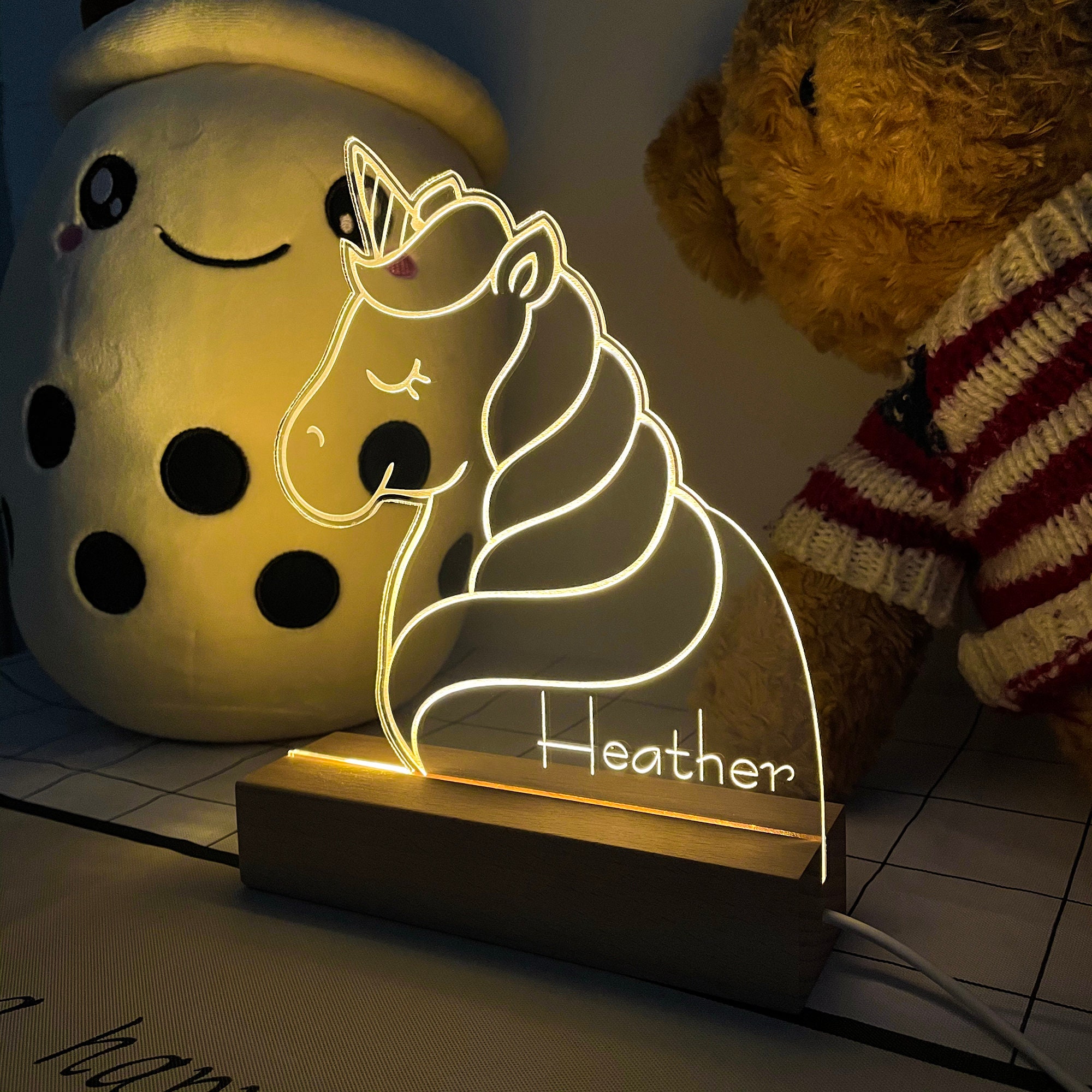 Custom 3D Illusion Desk Lamps, Personalized Gift for Her, 3D Lamp Desk ...