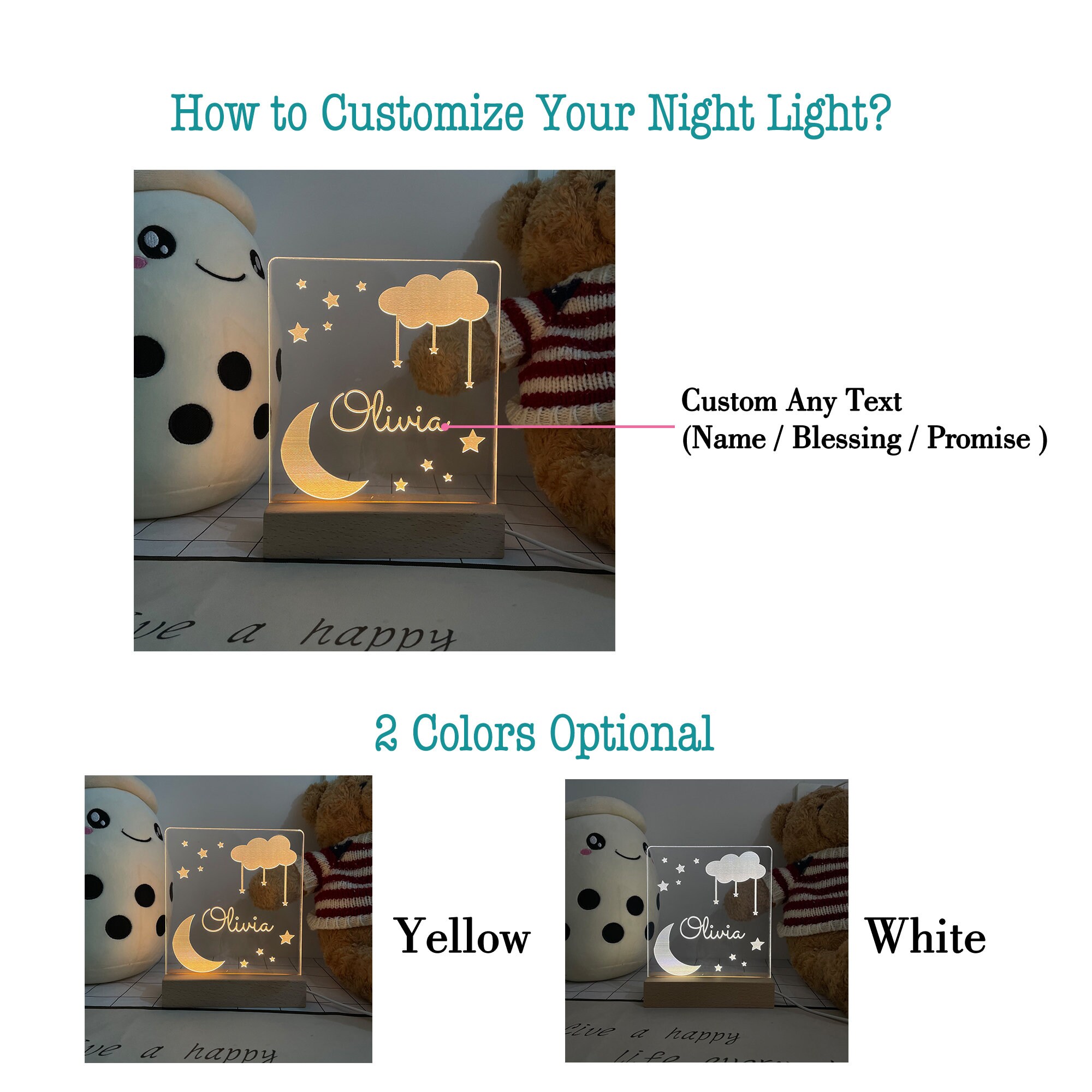 Personalized Night Light Table Lamp For Kids Night Lights | Etsy