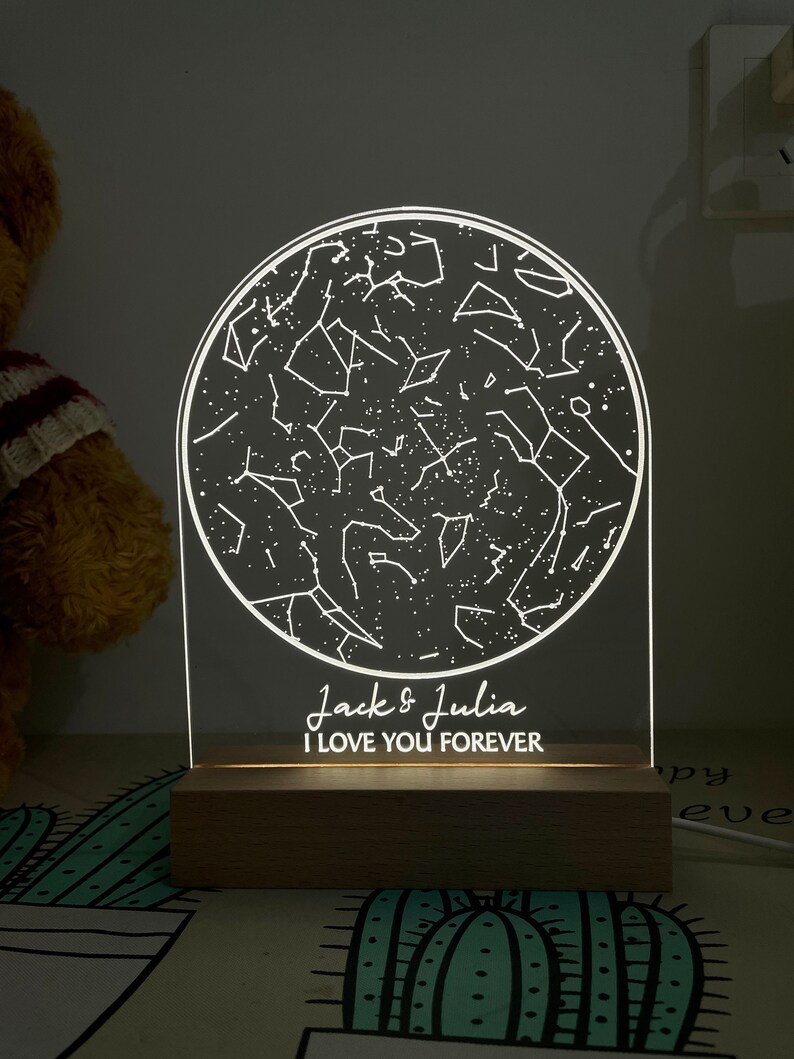 Star Map on Night Light, Personalized Constellation Map, Night Sky ...