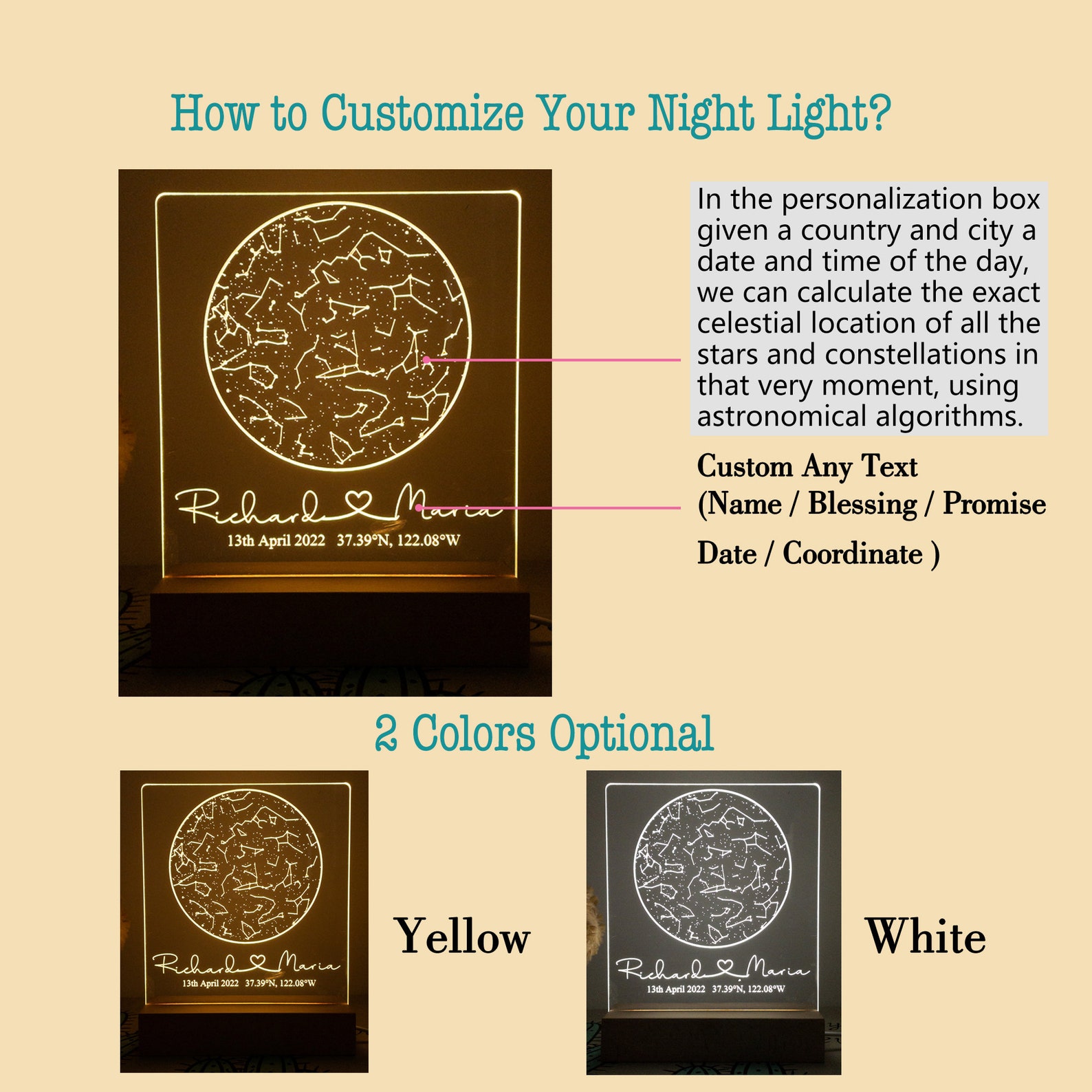 Custom Star Map Night Light Night Sky Constellation Map Night - Etsy