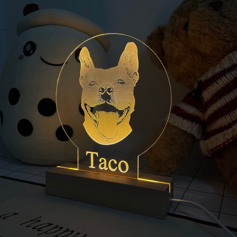 Personalized Pet Photo 3D Lamp, Pet Portrait Custom, Custom Dog Photo ...
