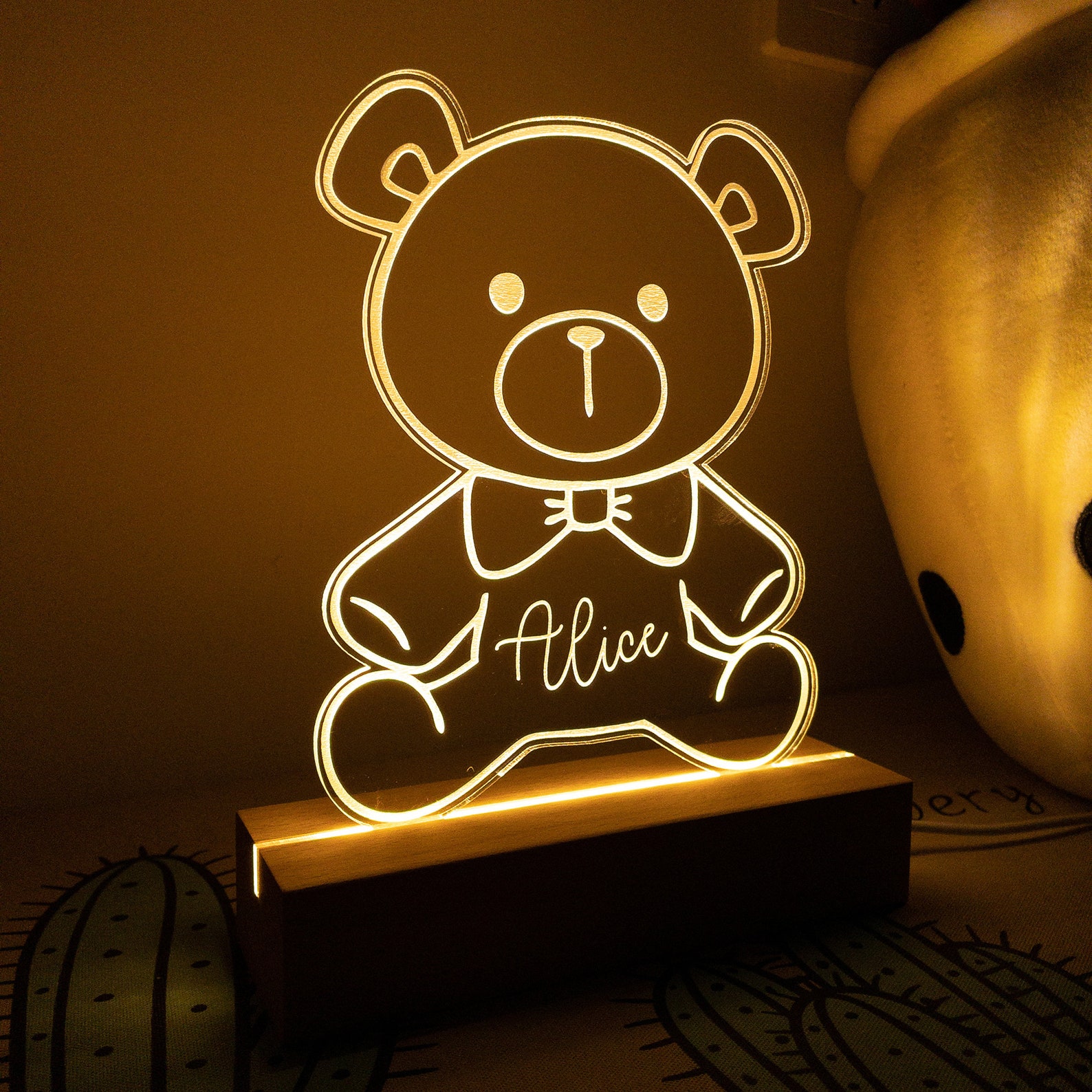 Teddy Bear 3D Night Light Personalized Night Light Kid | Etsy