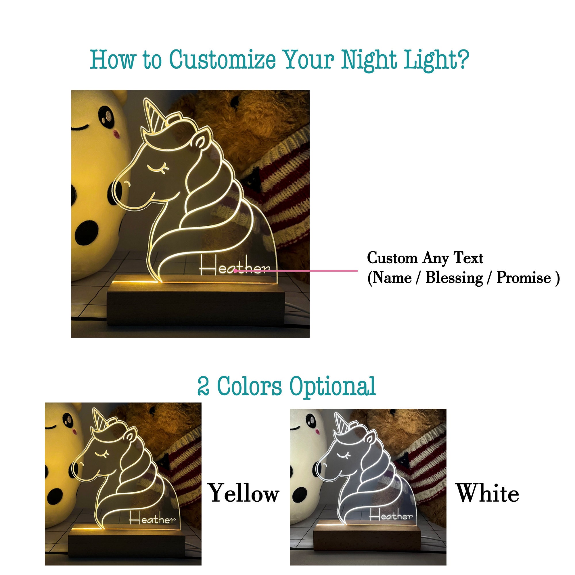 Custom 3D Illusion Desk Lamps Personalized Gift for Her 3D | Etsy