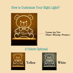 Teddy Bear 3D Night Light, Personalized Night Light Kid, Bedroom Decor ...