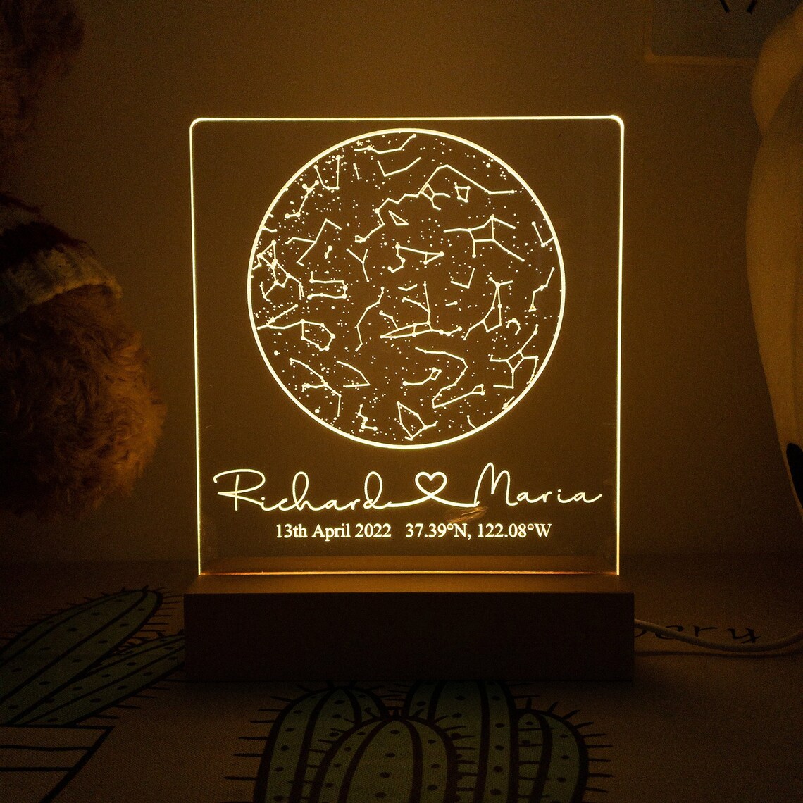 Custom Star Map Night Light, Night Sky Constellation Map Night Light ...