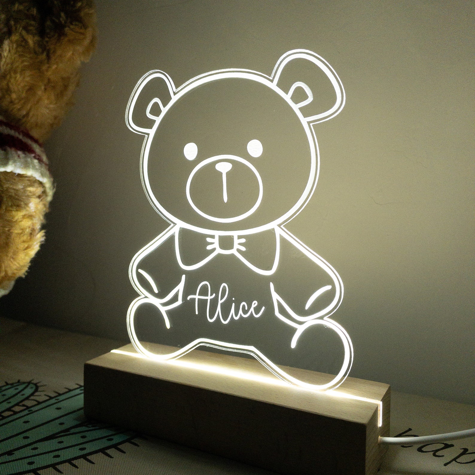 Teddy Bear 3D Night Light Personalized Night Light Kid | Etsy