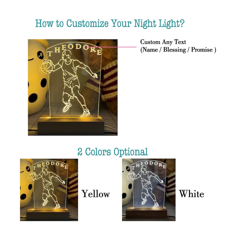 Personalized Basketball Night Lights, Night Light Lamp, Custom Night ...