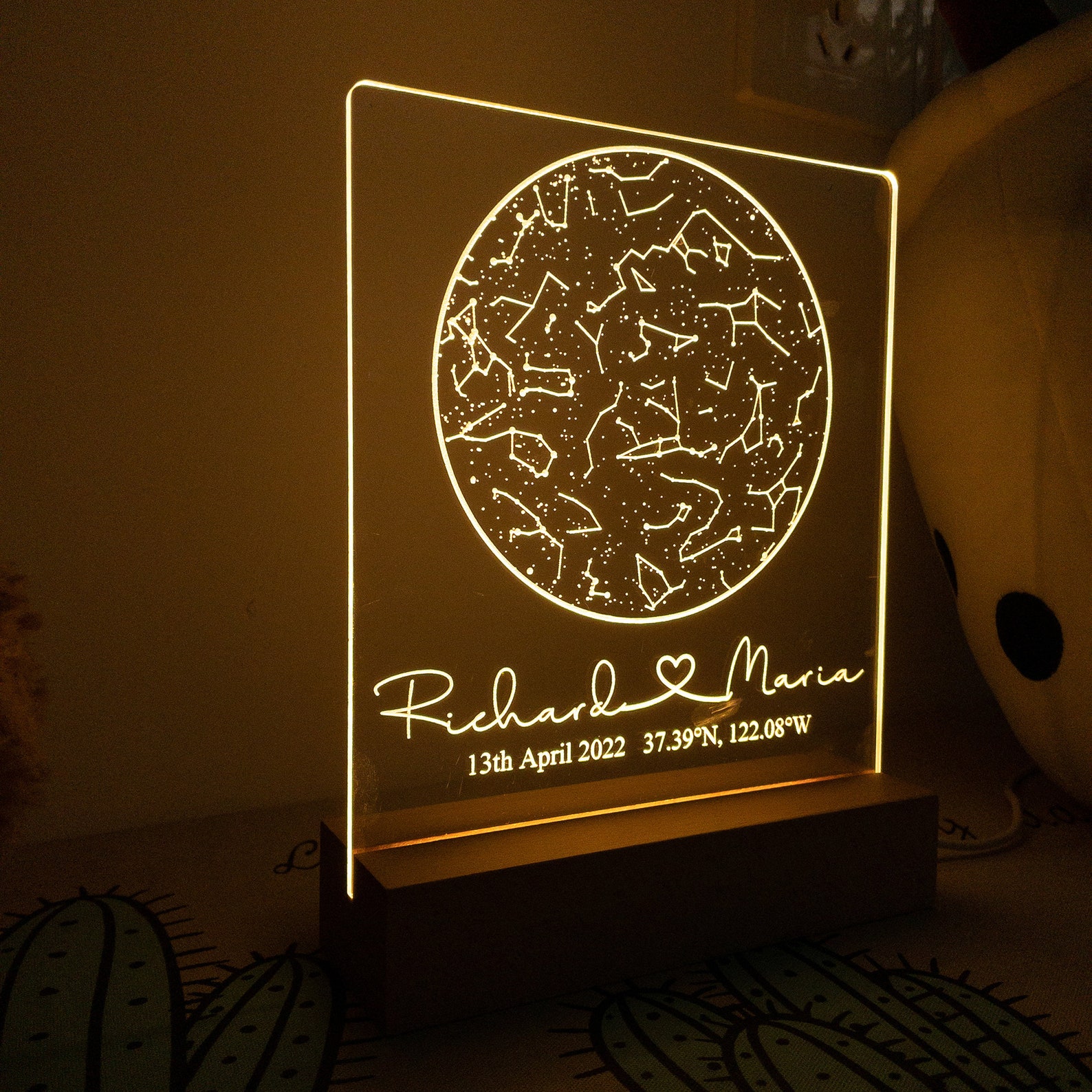 Custom Star Map Night Light, Night Sky Constellation Map Night Light ...