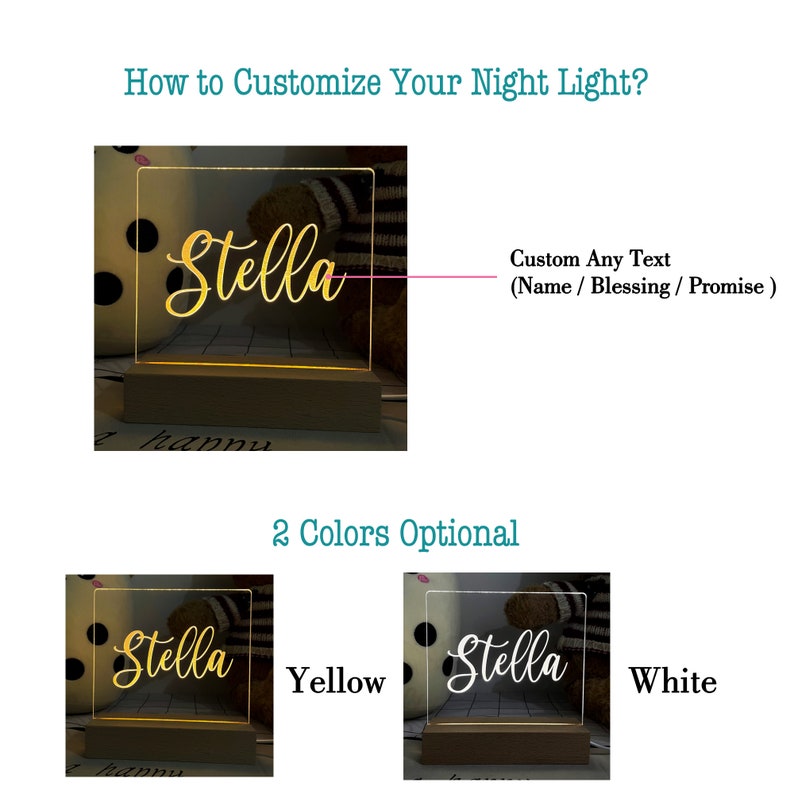 Name Night Light Personalized Night Light Custom Name Lamp | Etsy