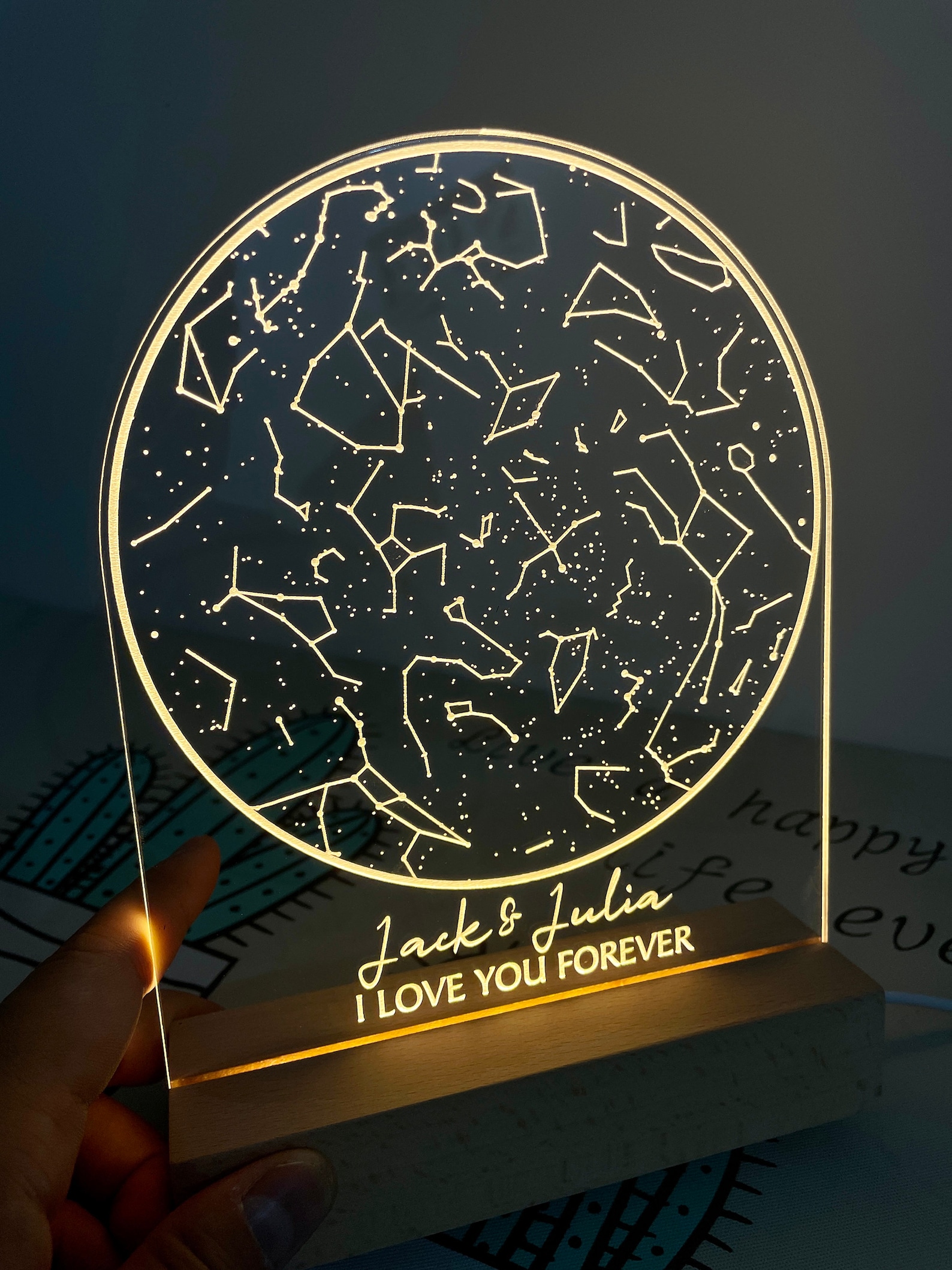Star Map on Night Light, Personalized Constellation Map, Night Sky ...