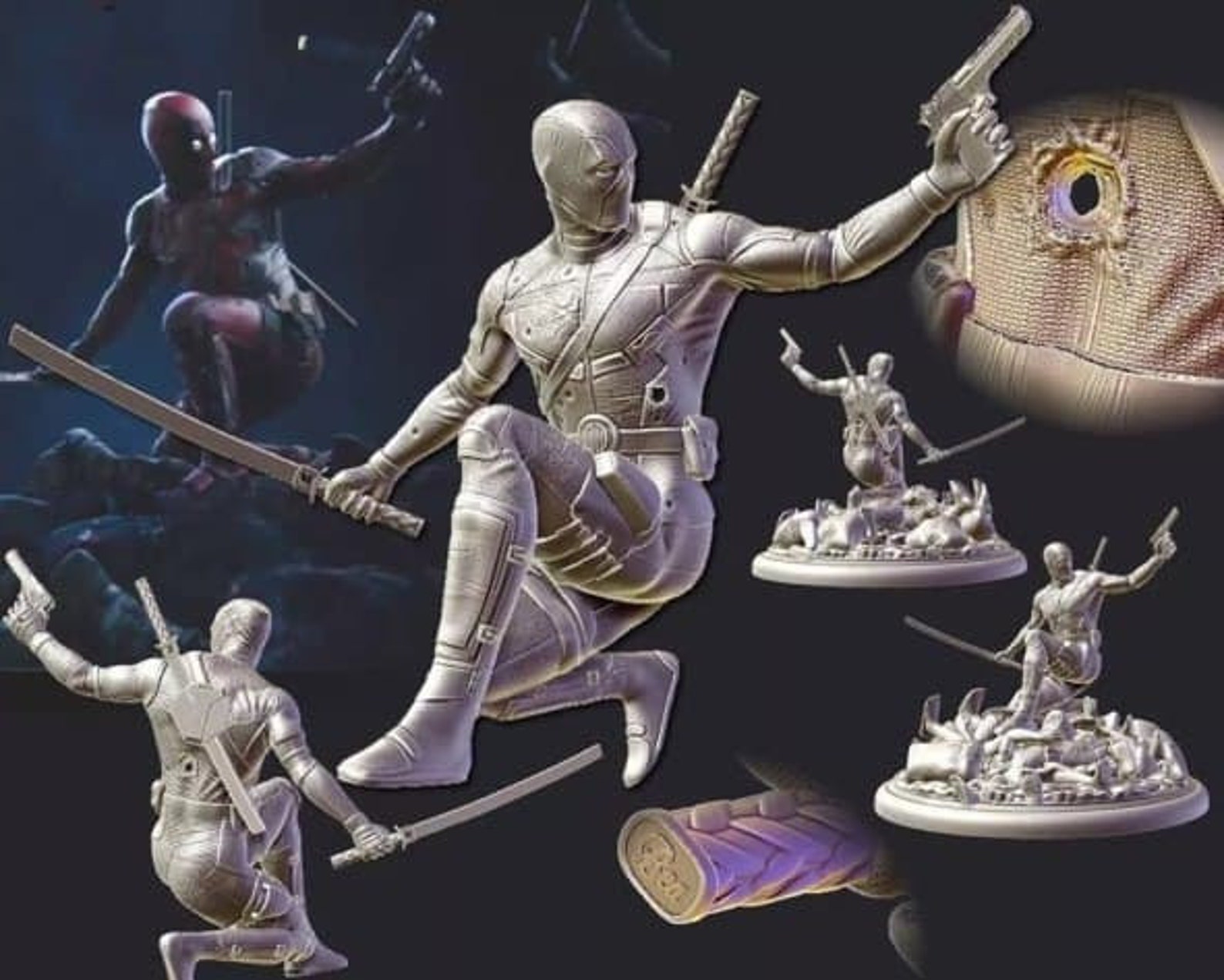 Deadpool stl file 3d model print | Etsy