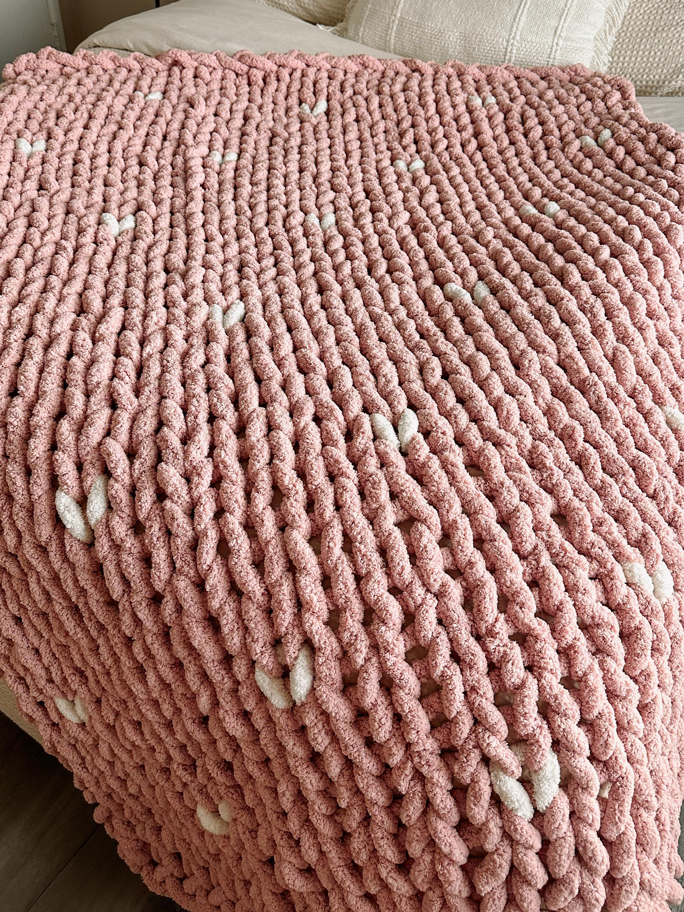 Heart Detailed Chunky Knit Blanket - Etsy