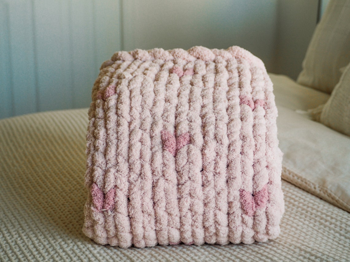 Heart Detailed Chunky Knit Blanket - Etsy