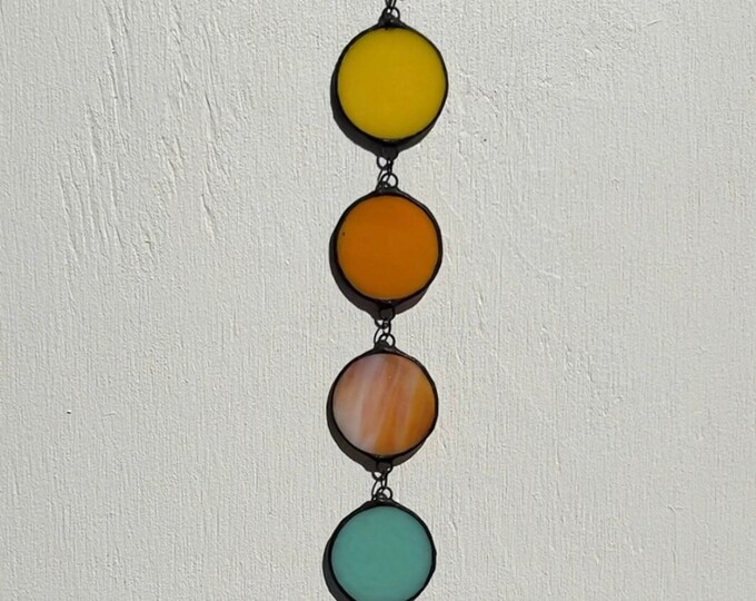 Stained Glass Mobile Suncatcher, Handmade Glass Art, Stain Glass Dots ...