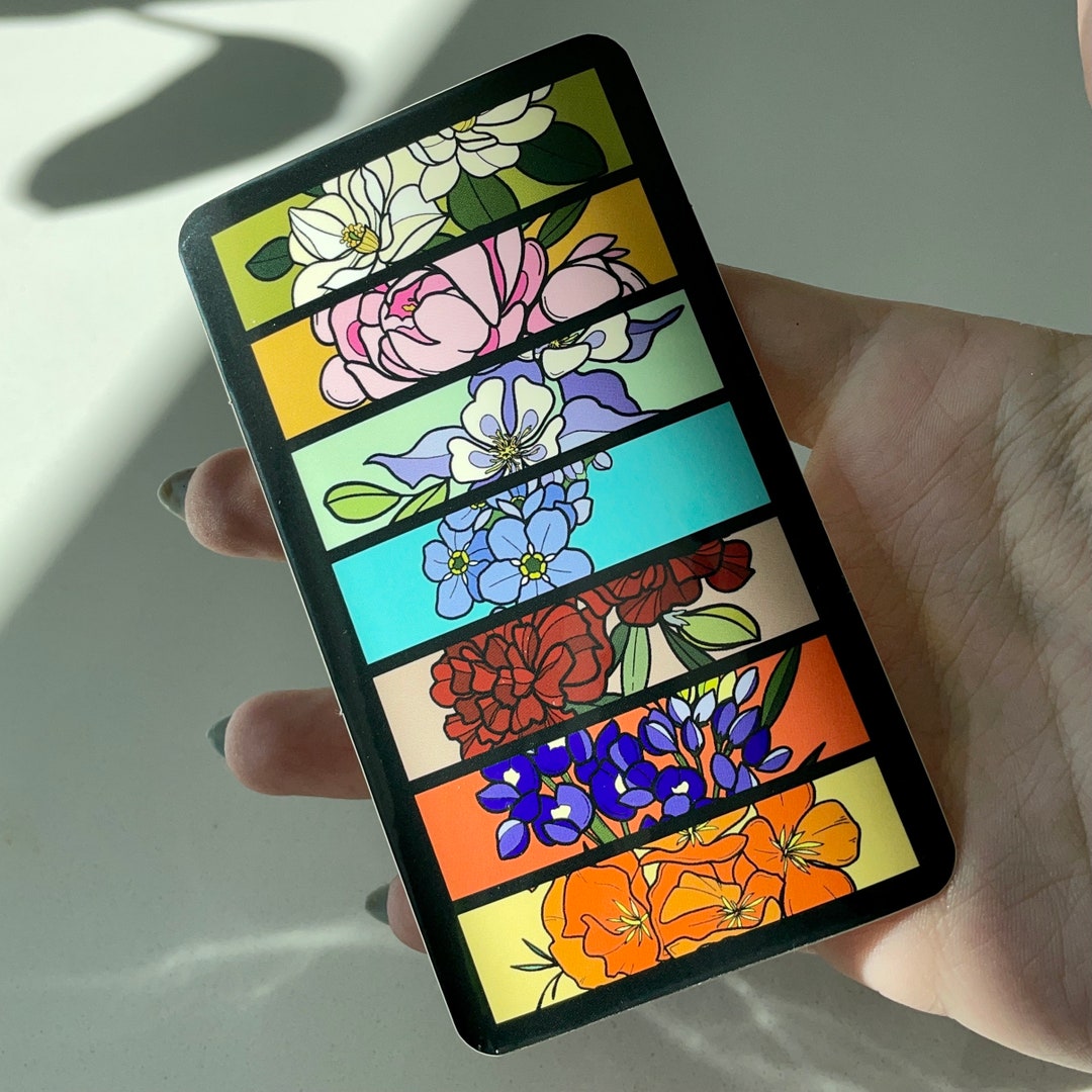 Stacked Flowers Waterproof HQ Sticker, Rainbow Art, Floral Film Strip ...