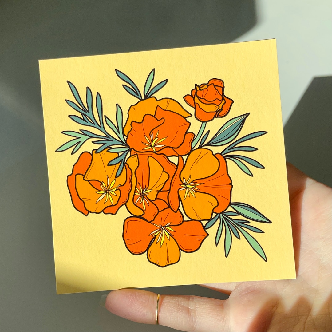 Golden Poppy Print, Cali Poppy Illustration, California Poppy State ...