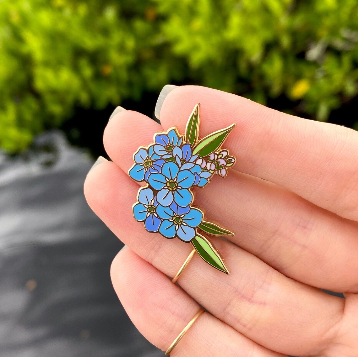 Forget Me Not Pin Botanical Enamel Pin Blue Flower Artwork - Etsy