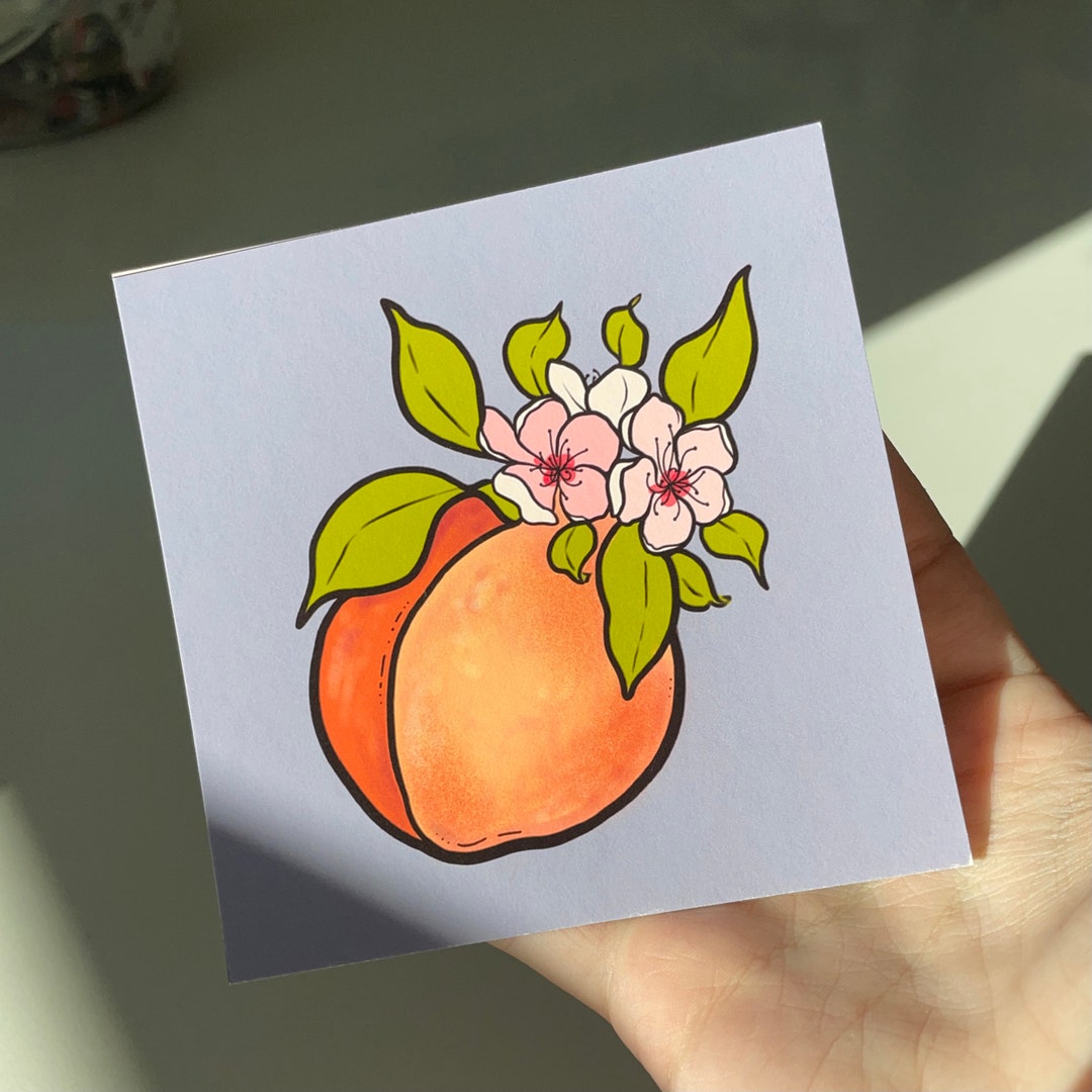 Peach Print, Peach Blossom Illustration, Delaware State Flower, Small ...