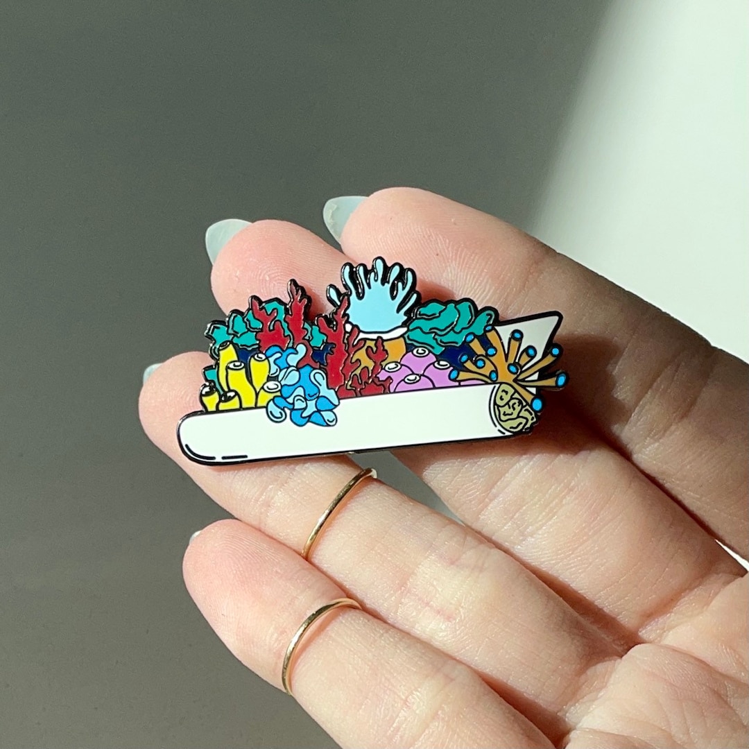 Reefer Enamel Pin, Coral Reef Hard Enamel Pin, Ocean Themed Lapel Pin ...
