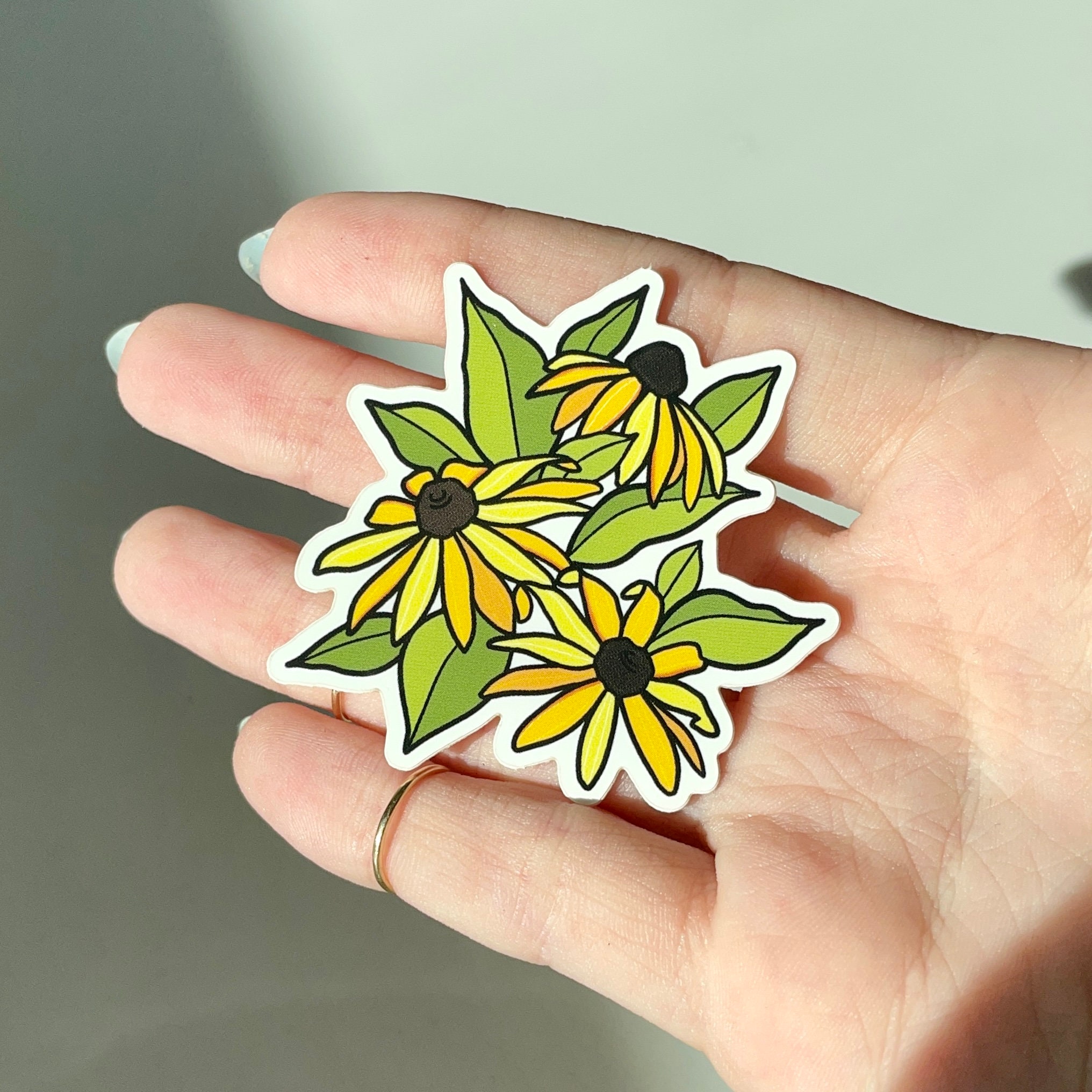 Black Eyed Susan Sticker Waterproof Sticker Bottle Sticker - Etsy