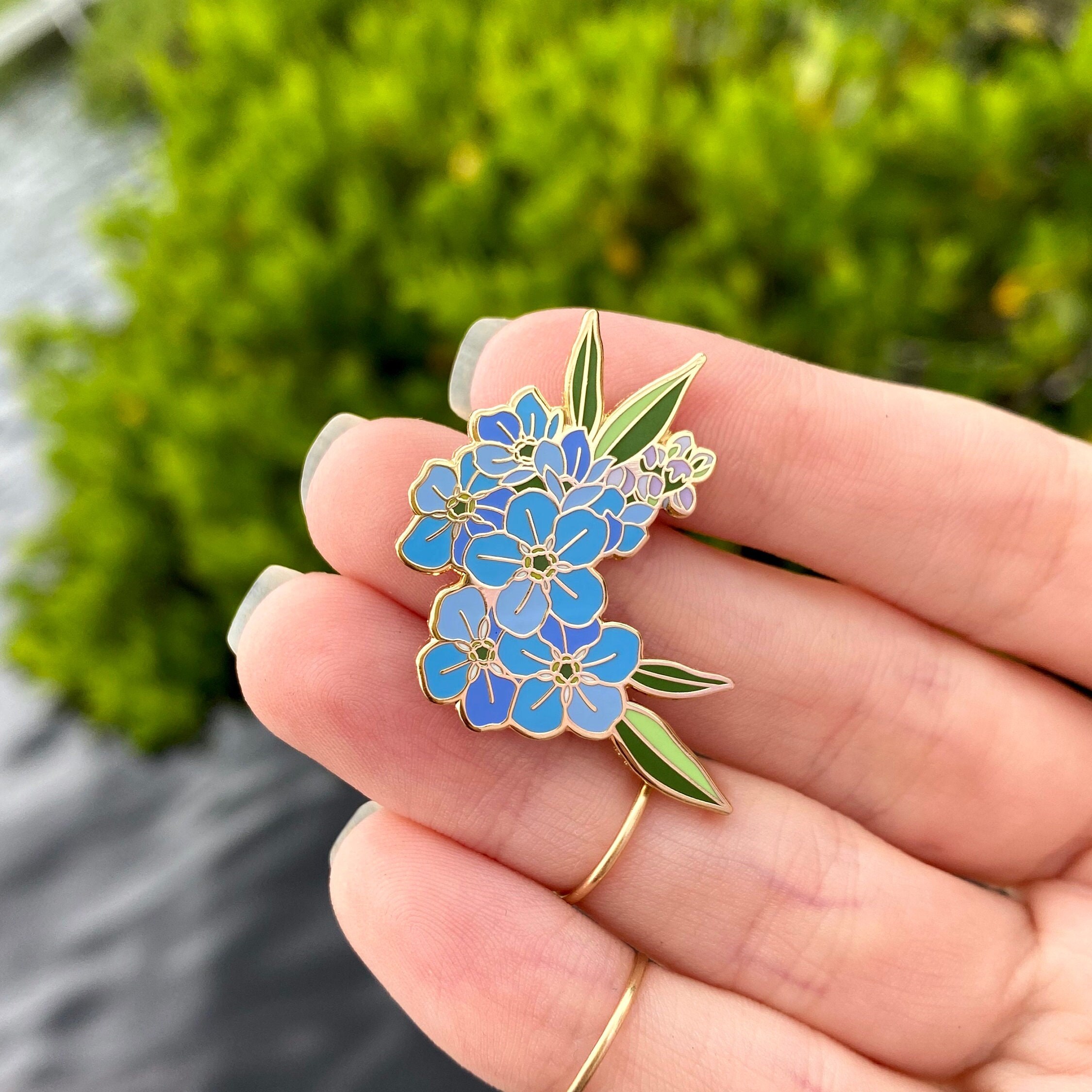Forget Me Not Pin Botanical Enamel Pin Blue Flower Artwork - Etsy
