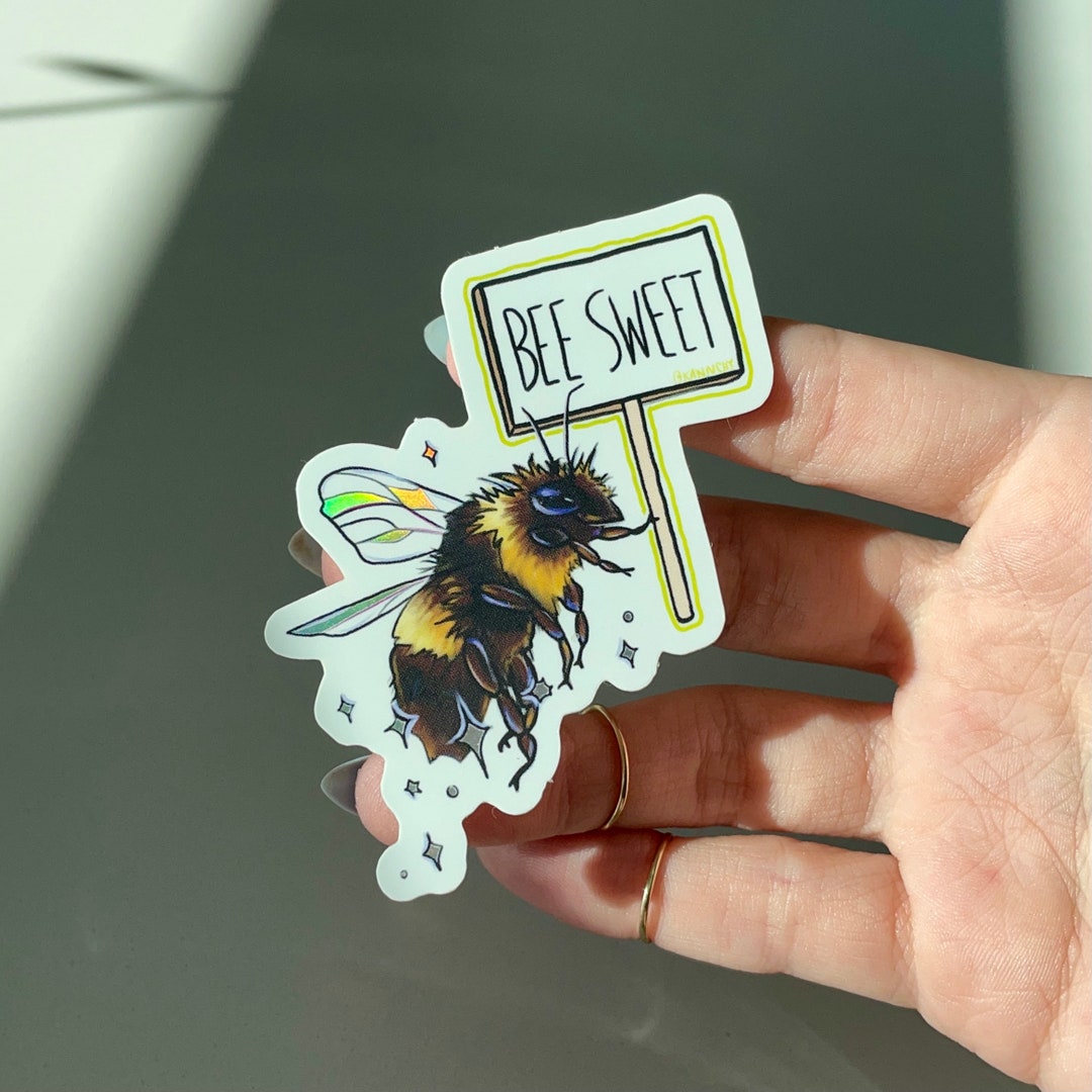Bee Sweet Sticker, Bee Holographic Vinyl Sticker, Honeybee, Waterproof ...