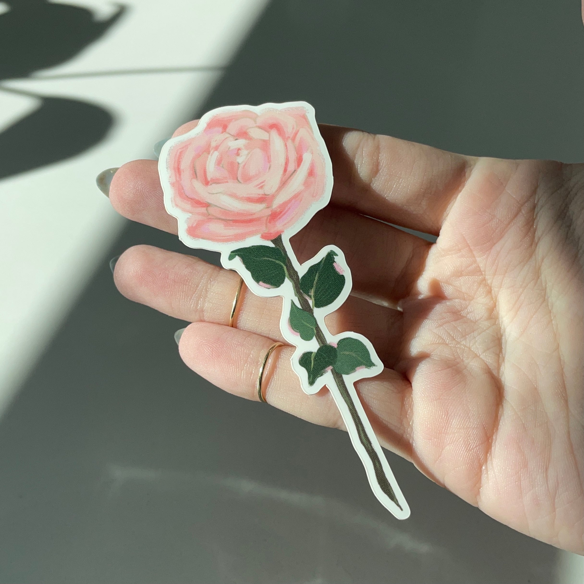 Painted Rose Sticker Vinyl Sticker Pink Rose Waterproof | Etsy