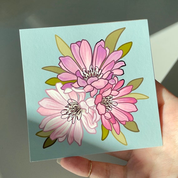 Bitterroot Print Floral Illustration Montana State Flower | Etsy