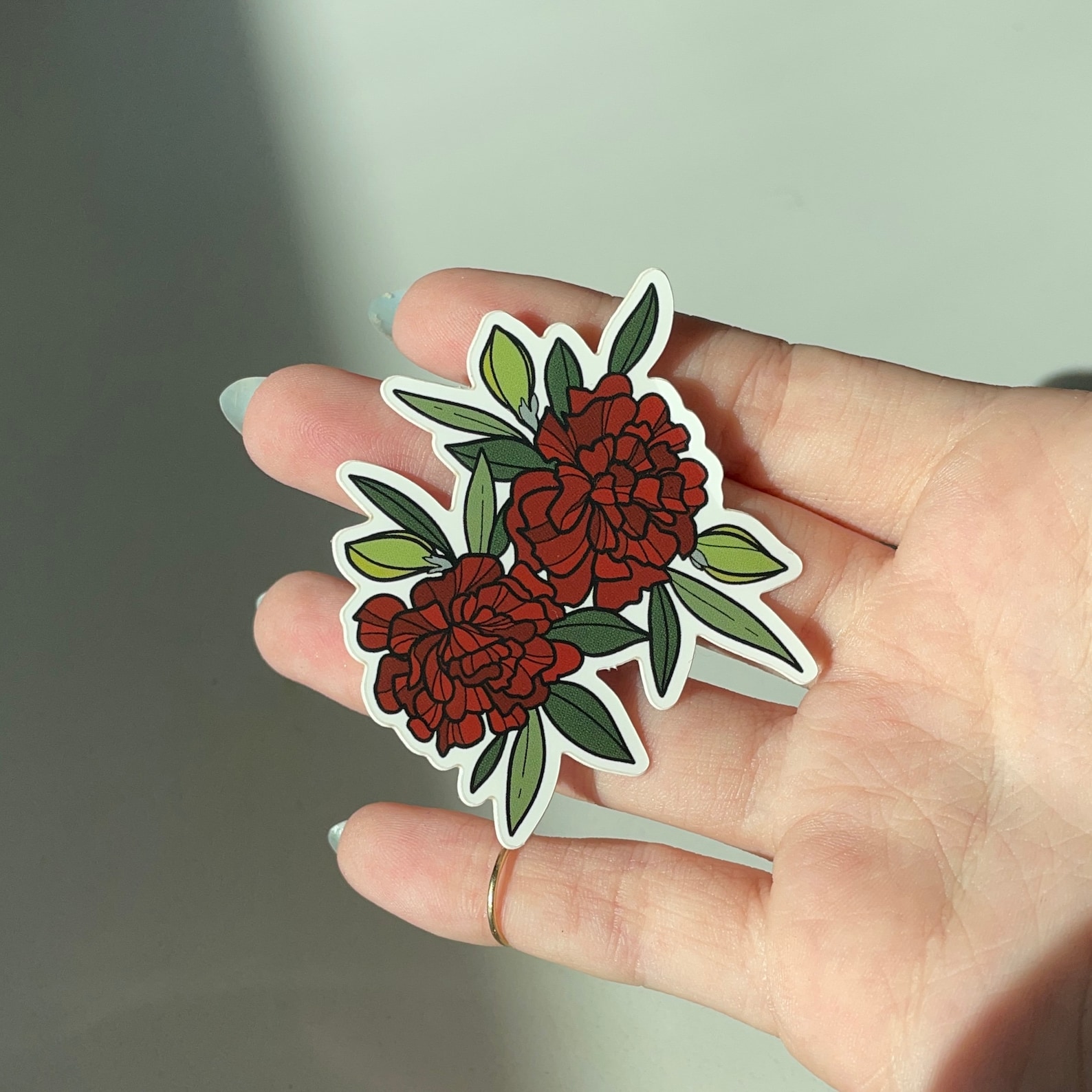 Carnation Sticker, Waterproof Sticker, Red Carnations, Vinyl Sticker ...