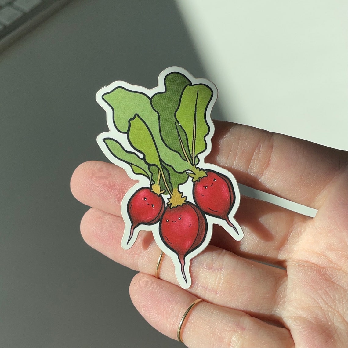 Radish Sticker, Cute Vinyl Sticker, Kawaii, Kawaii Face, Waterproof ...