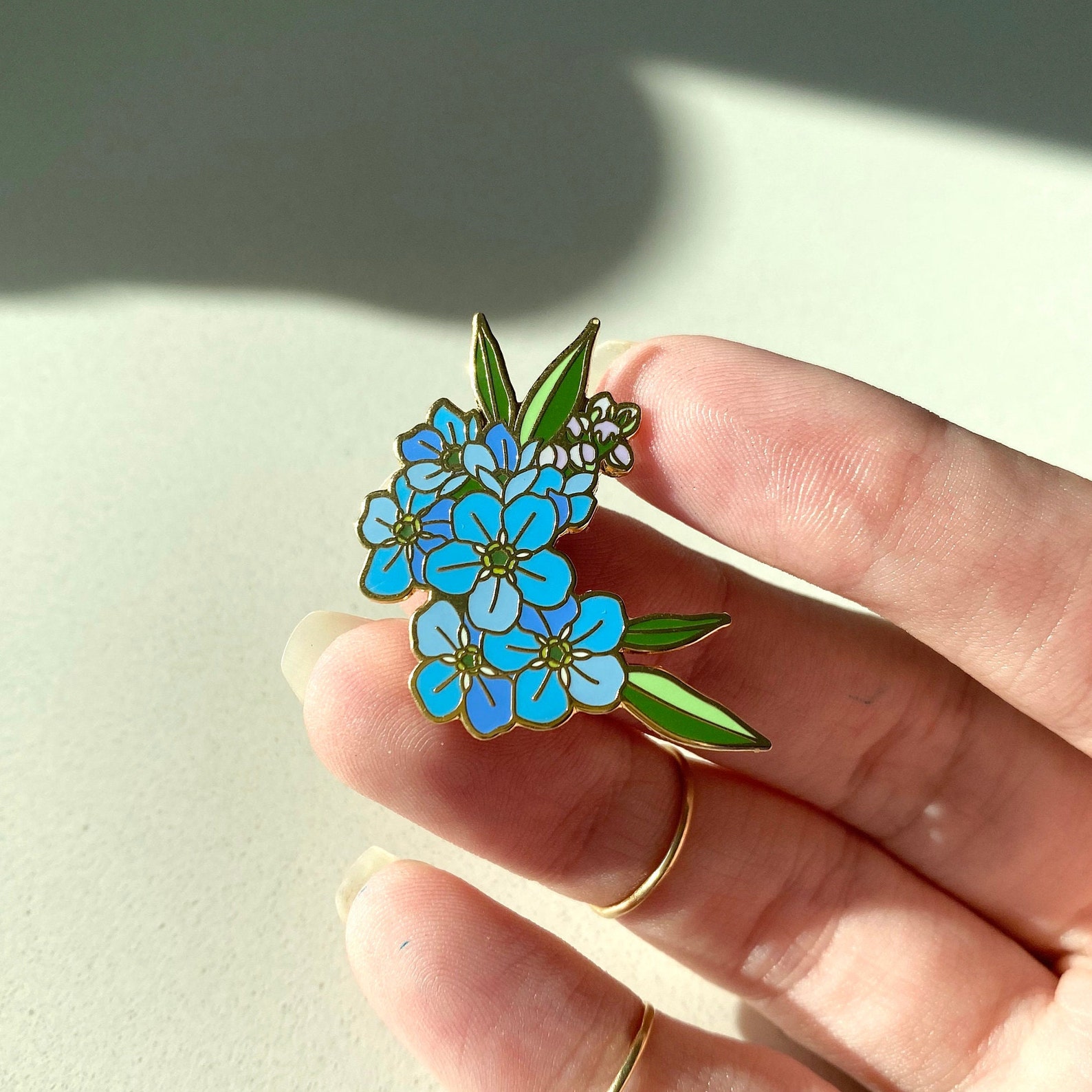 Forget Me Not Pin Botanical Enamel Pin Blue Flower Artwork - Etsy