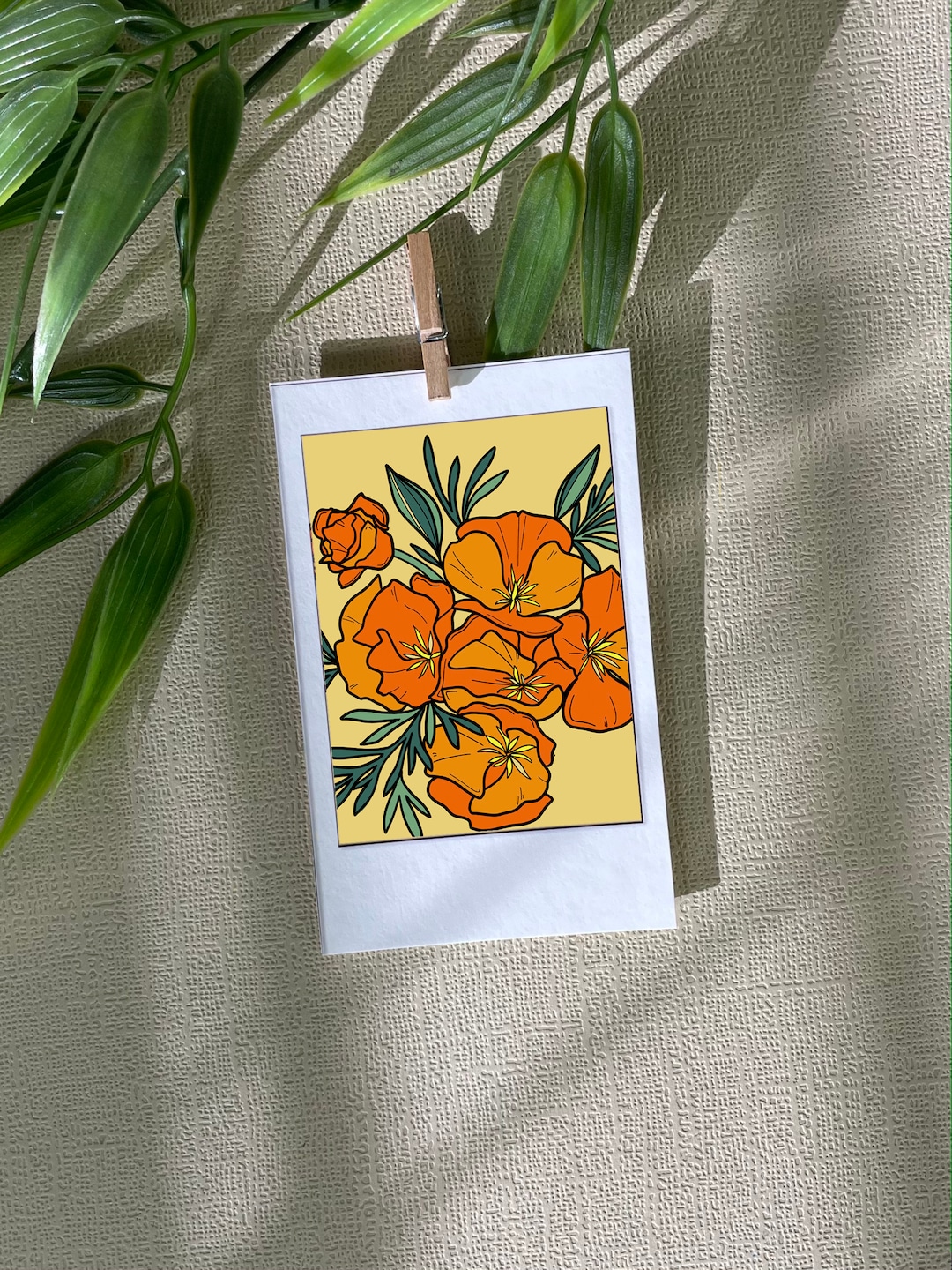 Golden Poppy Mini Print, Cali Poppy Illustration, Poppies, Orange ...