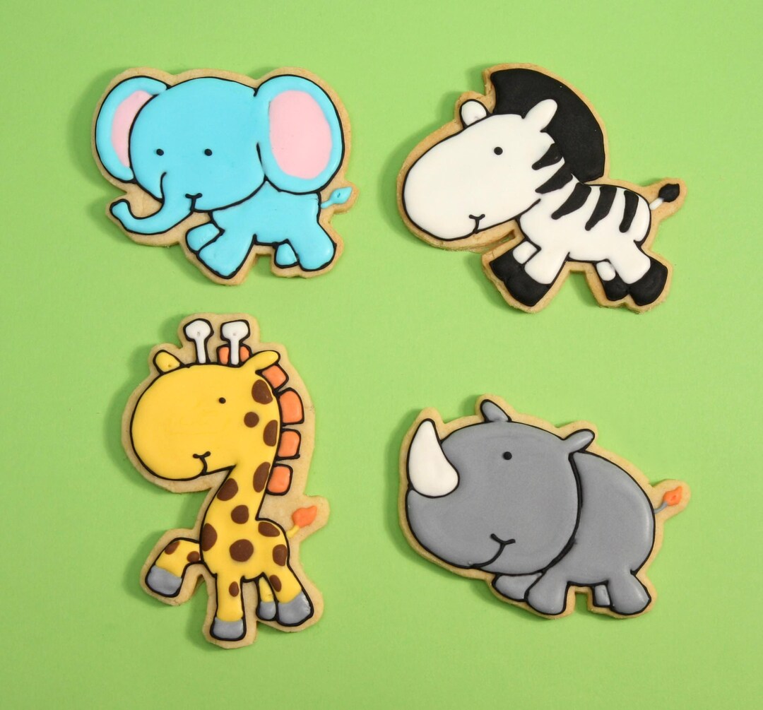 Safari Animal Iced Biscuits - Etsy