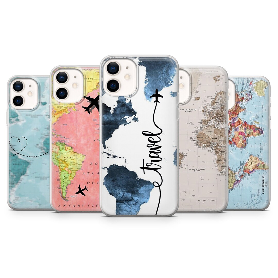 World Map Phone Case Planet Traveler Cover for iPhone 14pro, 13, 12, 11 ...