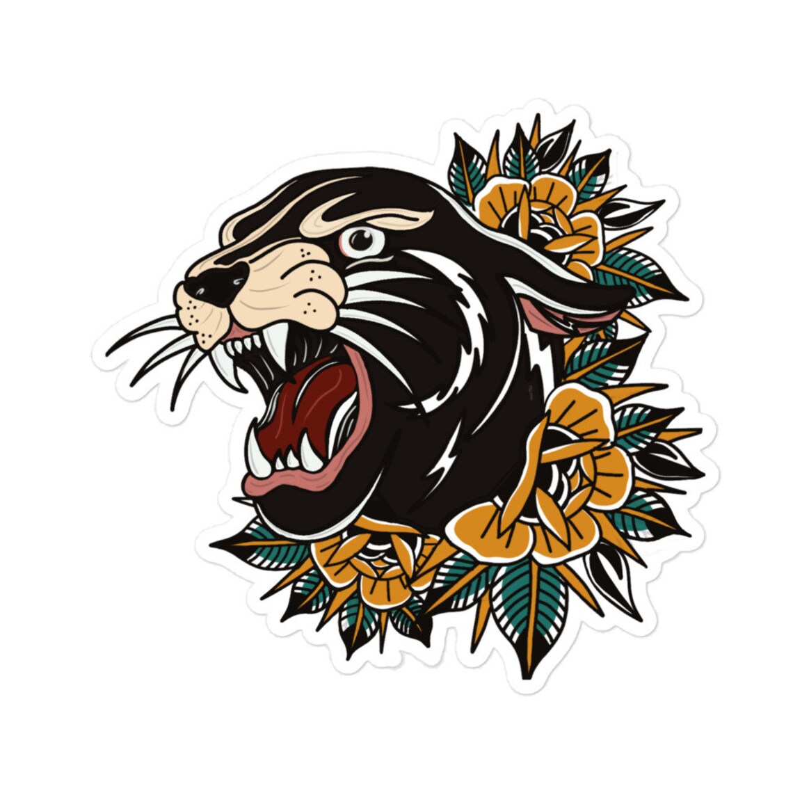 American Traditional Panther Sticker Tattoo Flash Old - Etsy
