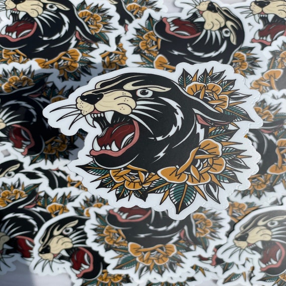 American Traditional Panther Sticker | Etsy