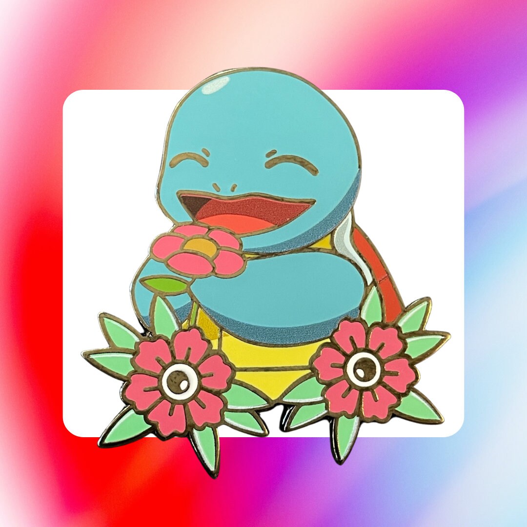 American Traditional Squirtle Poke Mon Inspired Flower Pin - Etsy