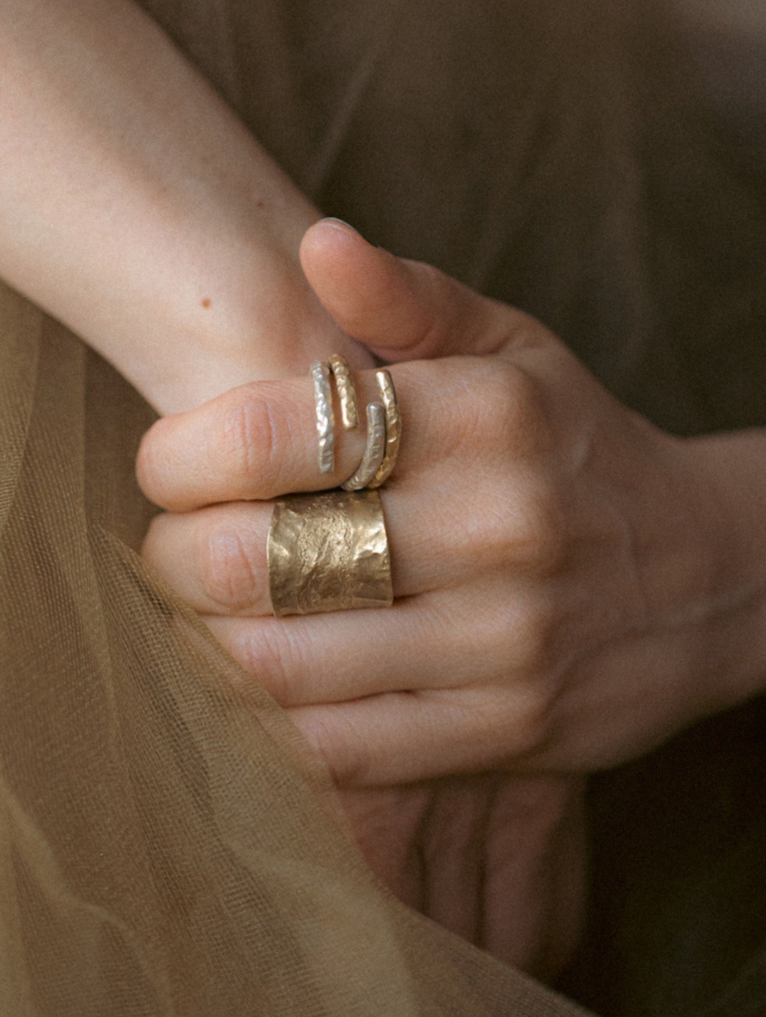 Open Stackable Rings | Hammered Texture Stackable Rings, Single or ...