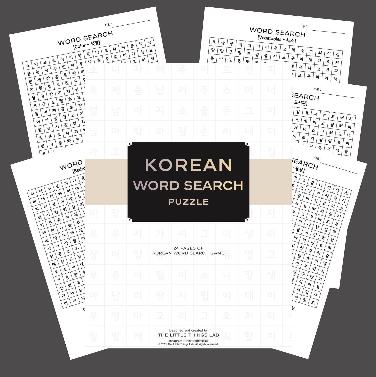 Korean Word Search Puzzle, Study Hangul, Printable Game (digital ...
