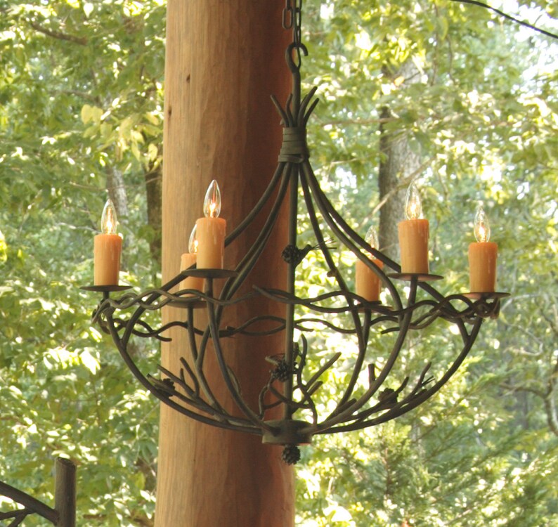 Round Iron Chandelier Rustic Chandelier Custom Chandelier - Etsy
