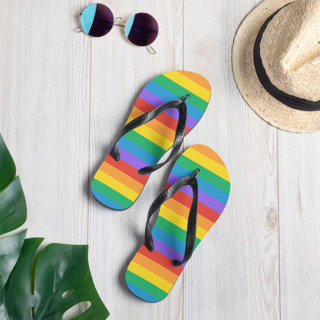 Rainbow LGBTQ+ Flip Flops Shoes Pride Shoes Support Gay Sneakers Gay ...