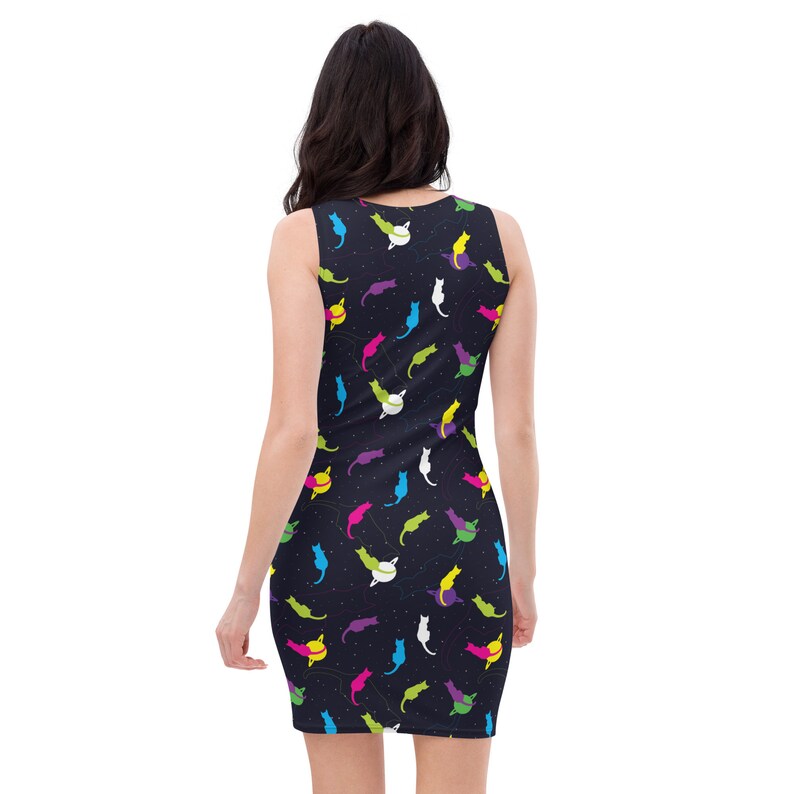 Cat Lovers Dress Cat Fitted Dress Cat Stretch Fitted Dress Party Dress ...