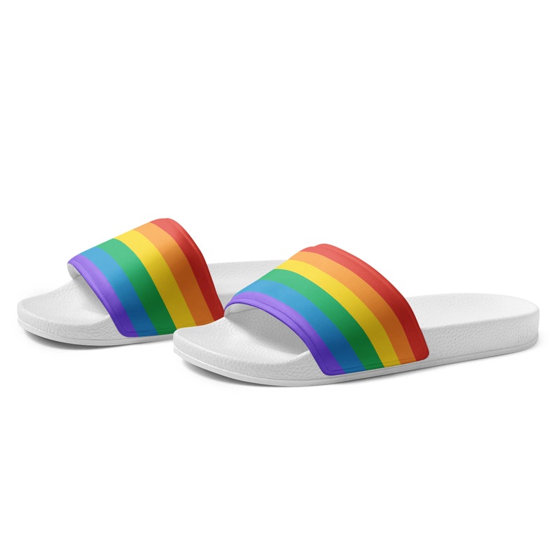 Rainbow LGBTQ+ Women’s Slides Shoes Pride Shoes Support Gay Sneakers ...