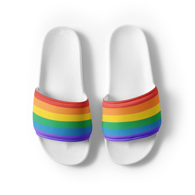Rainbow LGBTQ+ Women’s Slides Shoes Pride Shoes Support Gay Sneakers ...