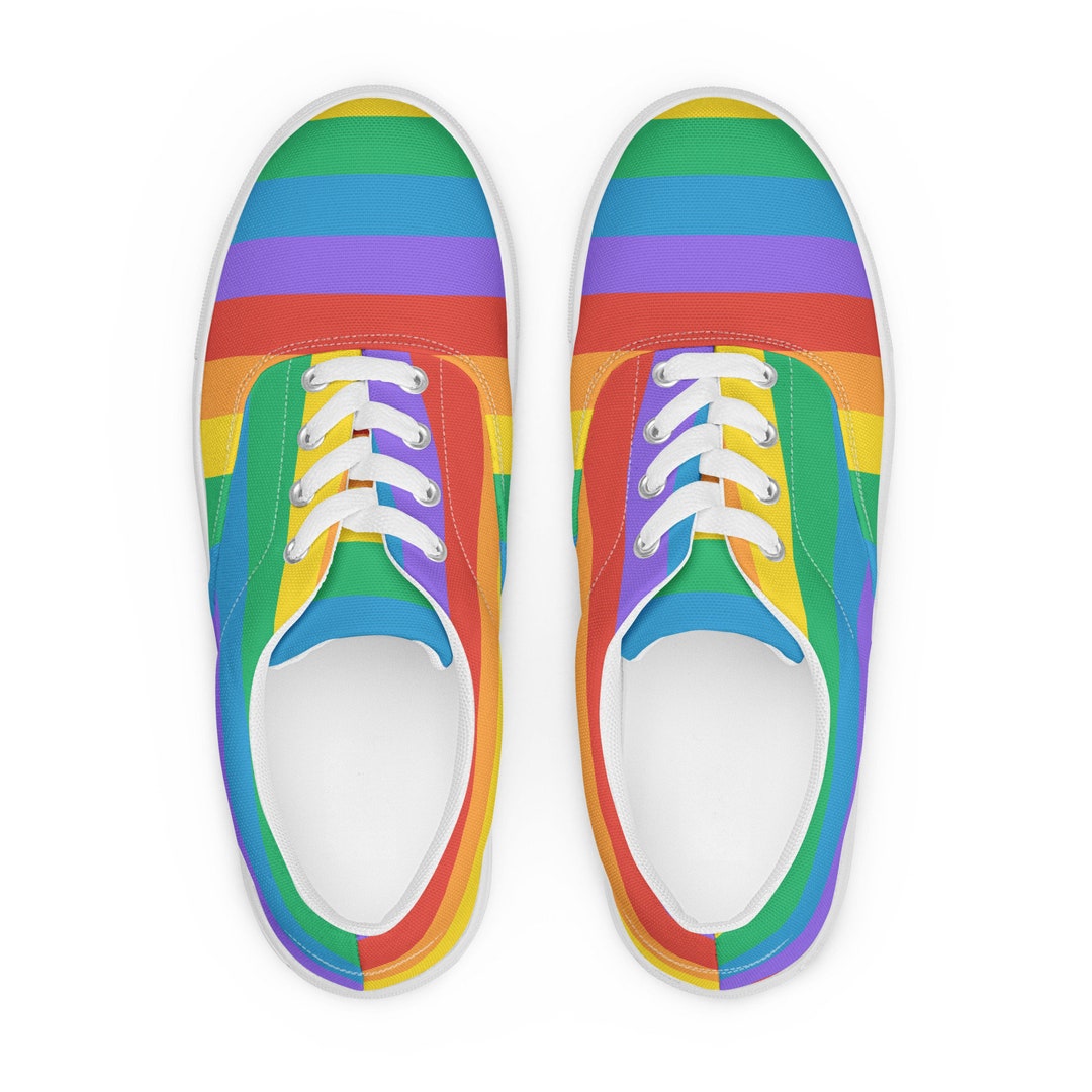 Rainbow LGBTQ+ Women’s Lace-up Canvas Shoes Pride Shoes Support Gay ...