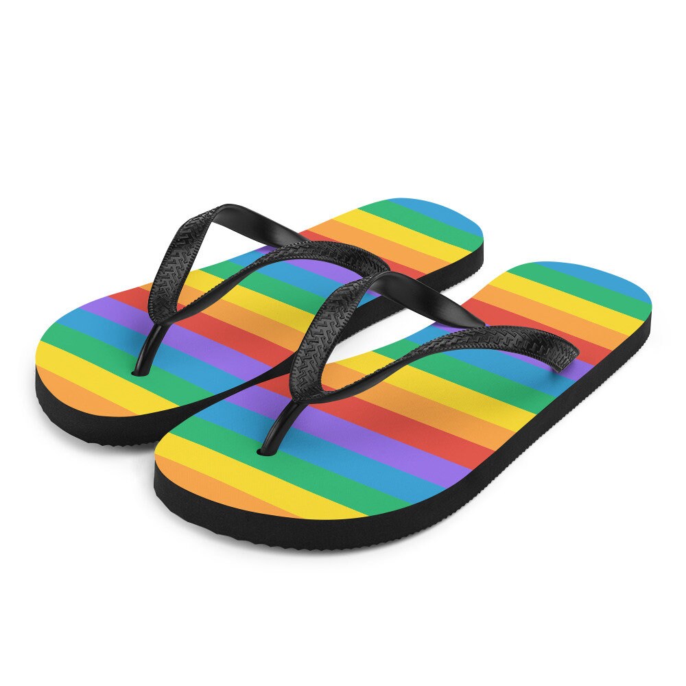 Rainbow LGBTQ+ Flip Flops Shoes Pride Shoes Support Gay Sneakers Gay ...